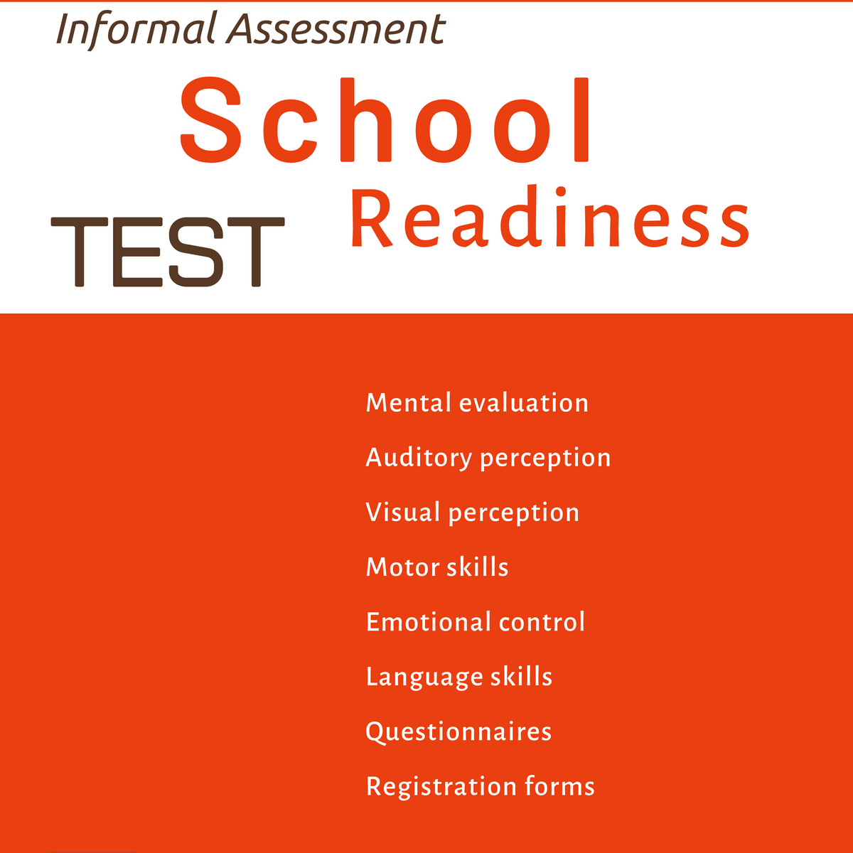 Informal School Readiness Assessment Test – Upbility Publications