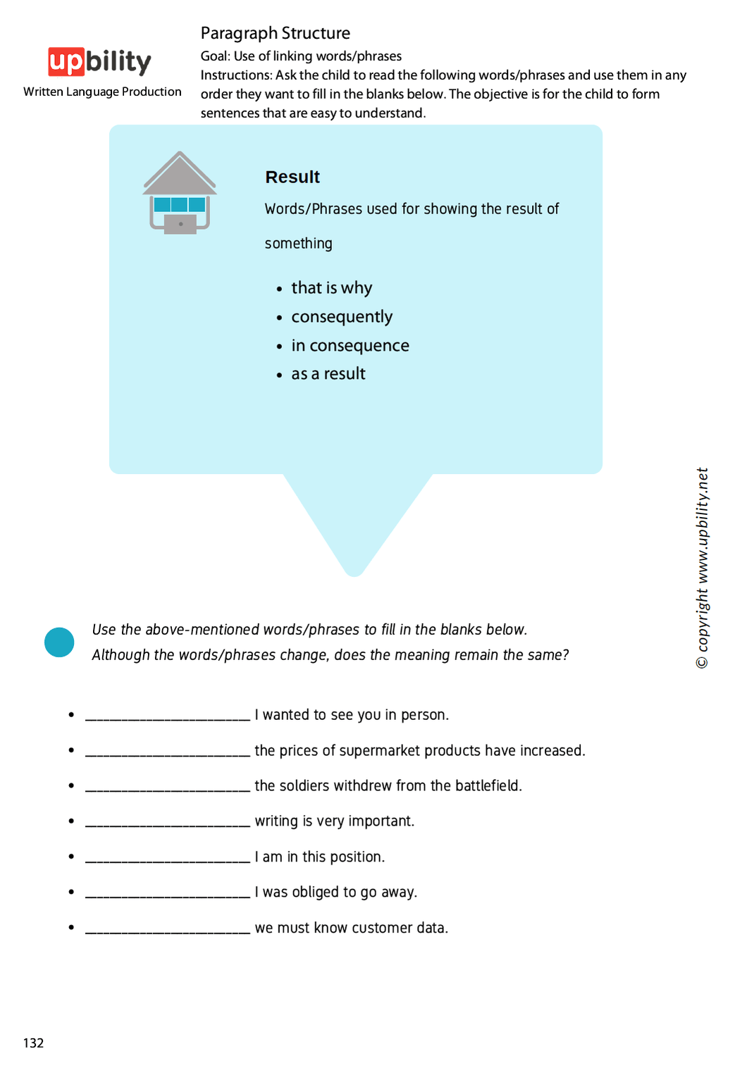 Written Language Production | PARAGRAPH STRUCTURE — Upbility Publications