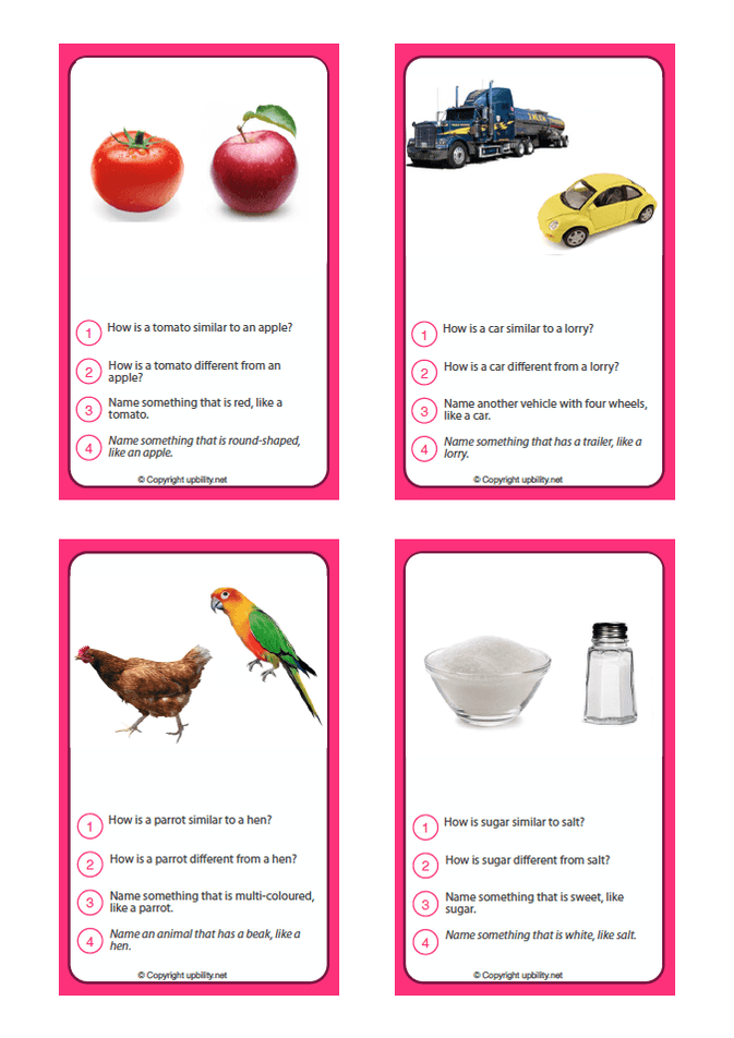 PICTURE CARDS | Compare & Contrast — Upbility Publications