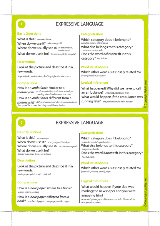 PICTURE CARDS | Expressive Language: Getting it Right! — Upbility ...