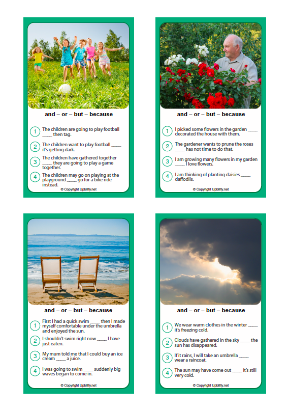 PICTURE CARDS | Fun Conjunction Practice — Upbility Publications