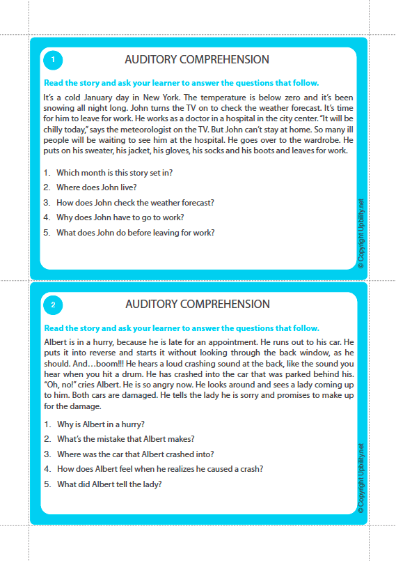 PICTURE CARDS | Mastering Auditory Comprehension — Upbility Publications