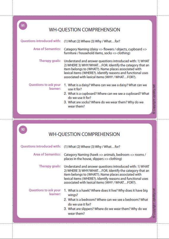 PICTURE CARDS | Semantic Toolkit: Tackle WH-Questions — Upbility ...