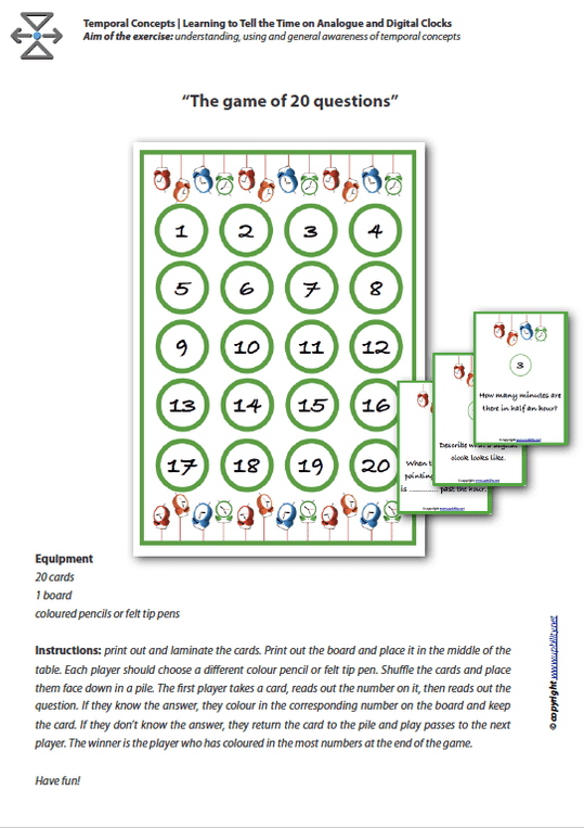 TEMPORAL ORIENTATION | Learning to Tell the Time on Analogue and Digit ...